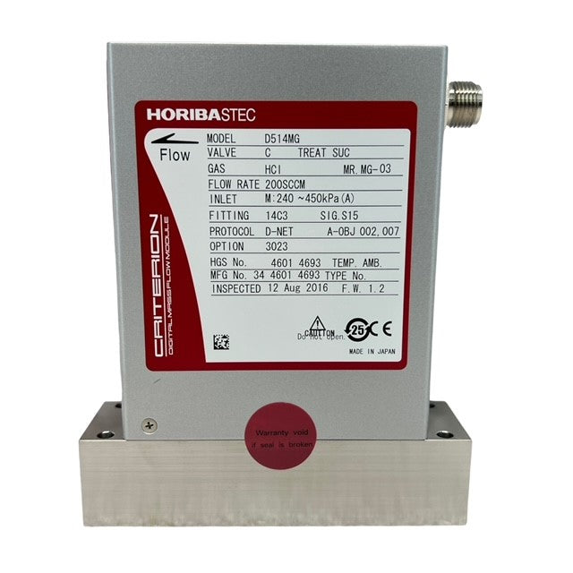 HORIBASTEC MASS FLOW CONTROLLER D514MG FLOW RATE 200SCCM – www ...