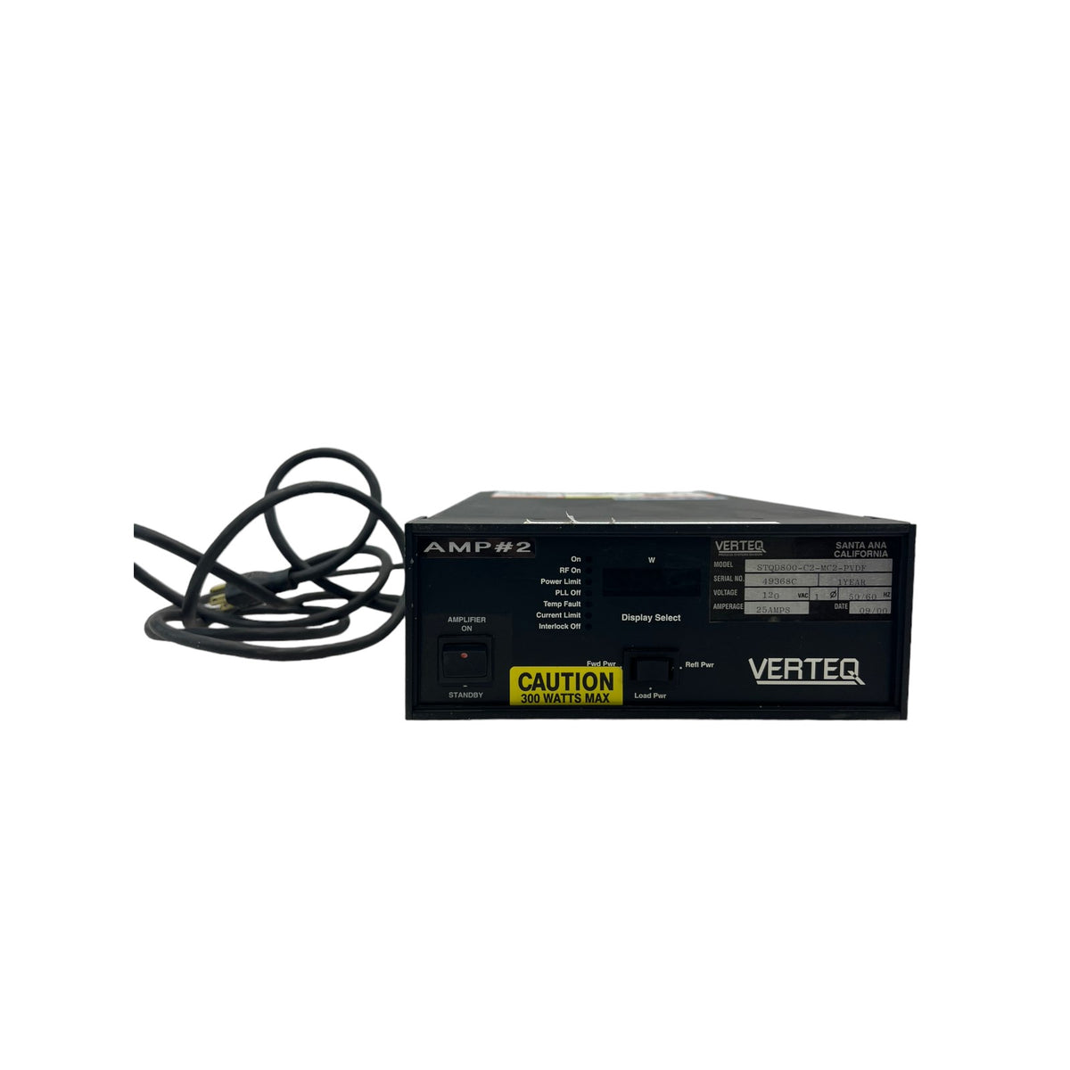 VERTEQ AMPLIFIER STQD800-C2-MC2-PVDF 120 VAC 50/60HZ – www ...
