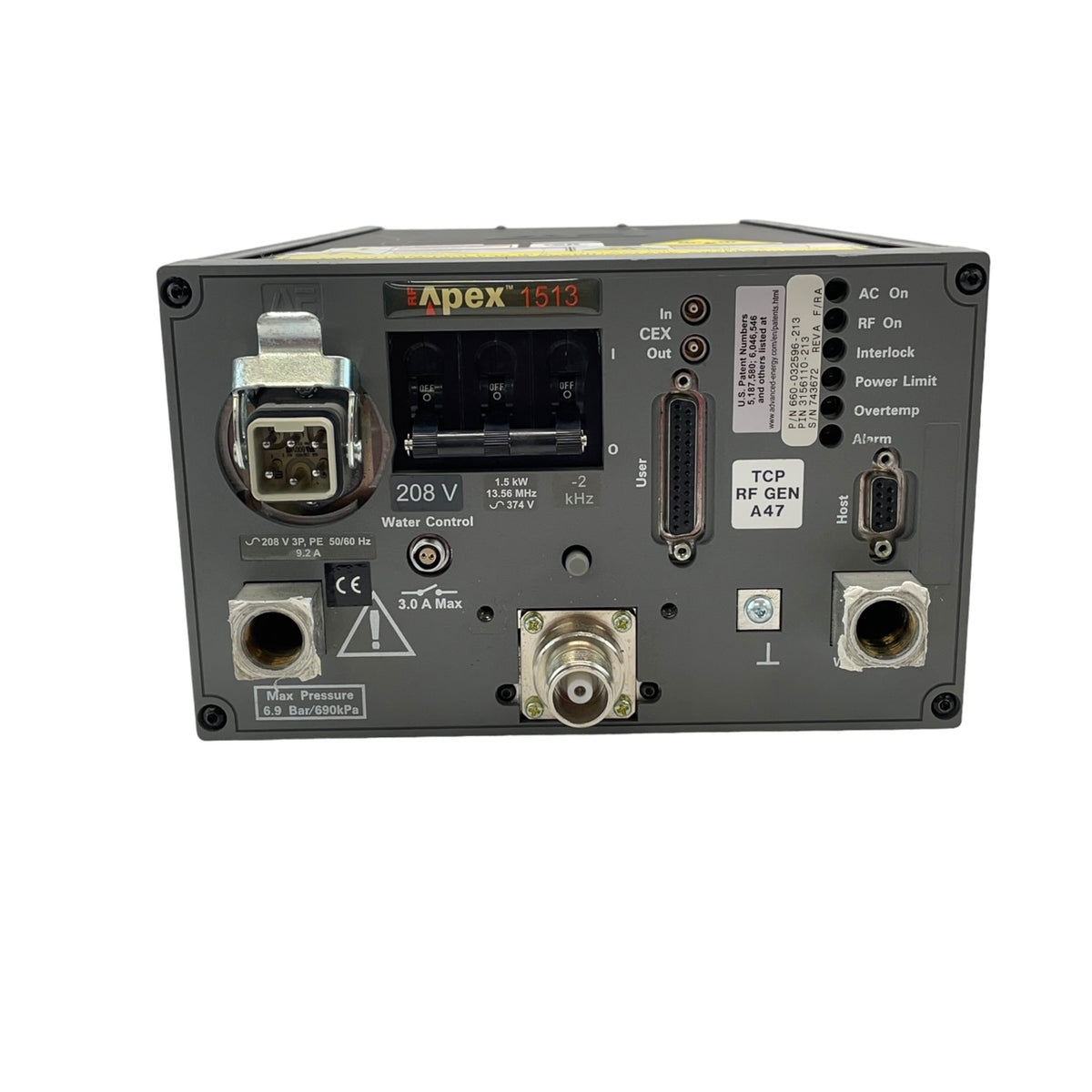 AE ADVANCED ENERGY 660-032596-213 LAM APEX 1513 TCP RF GENERATOR 31566 ...