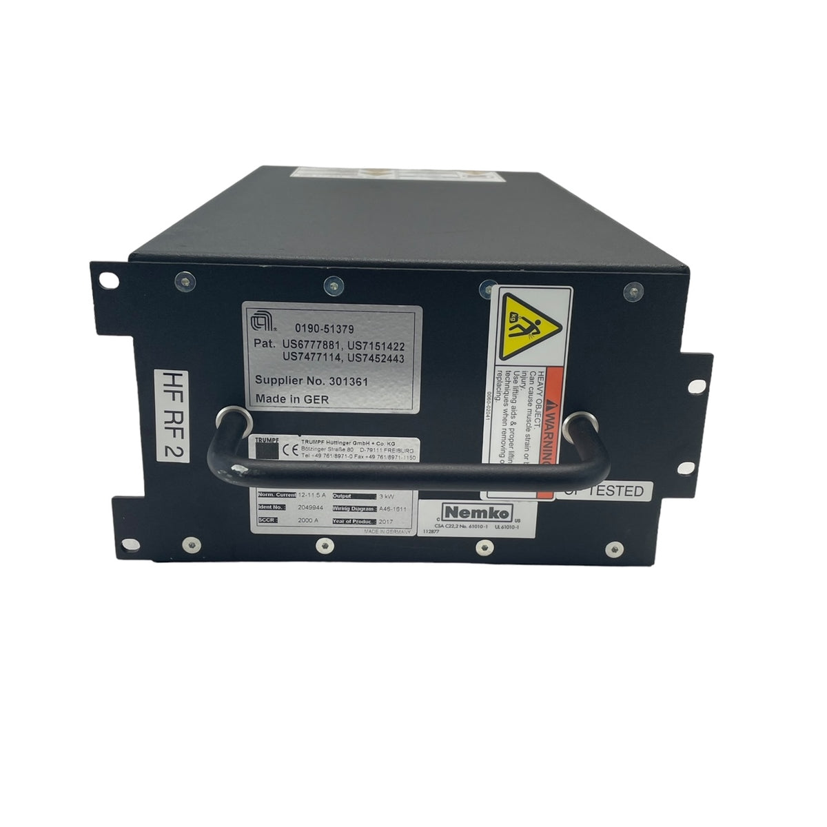AMAT APPLIED MATERIALS 0190-51379 RFG PLASMA GENERATOR SSM 3000 TRUMPF ...