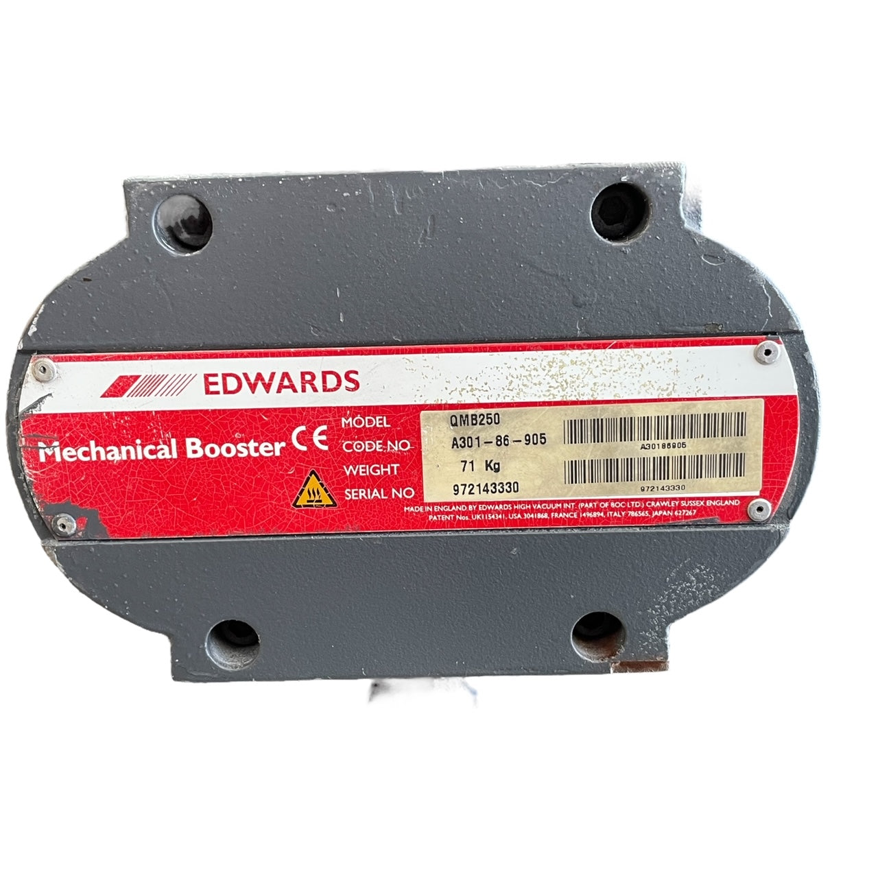 EDWARDS QMB250 MECHANICAL BOOSTER PUMP QDP80 DRY PUMP WATER COOLED HOF ...