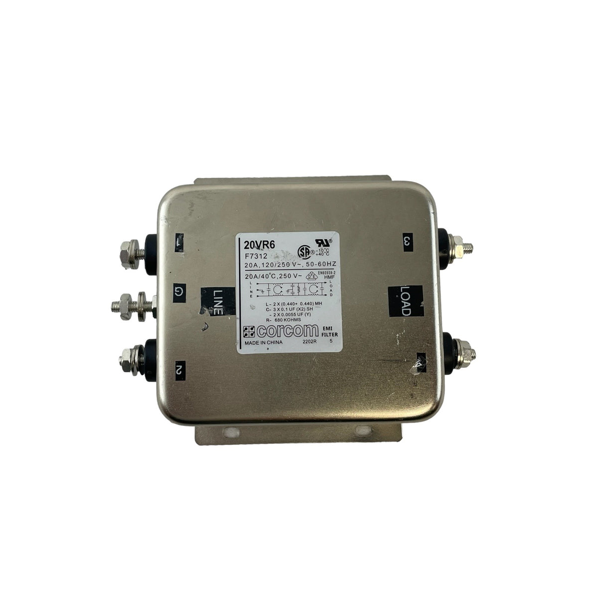 CORCOM EMI POWER LINE FILTER 20VR6 20A 50-60HZ – www.myvisionsurplus.com