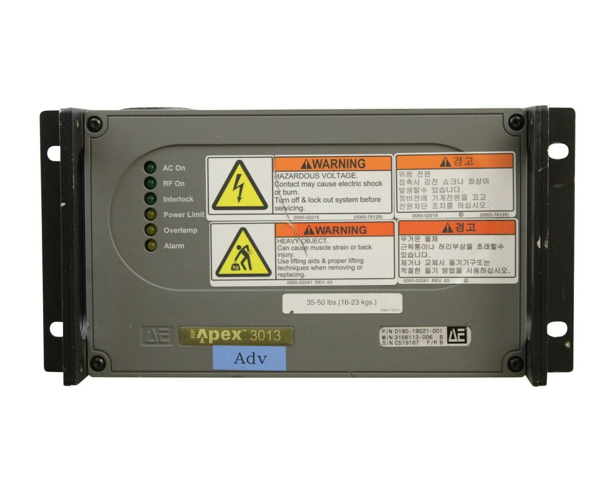 ADVANCED ENERGY APEX RF GENERATOR 3013 3.0KW 13.56MHZ 0190-19021-001 ...