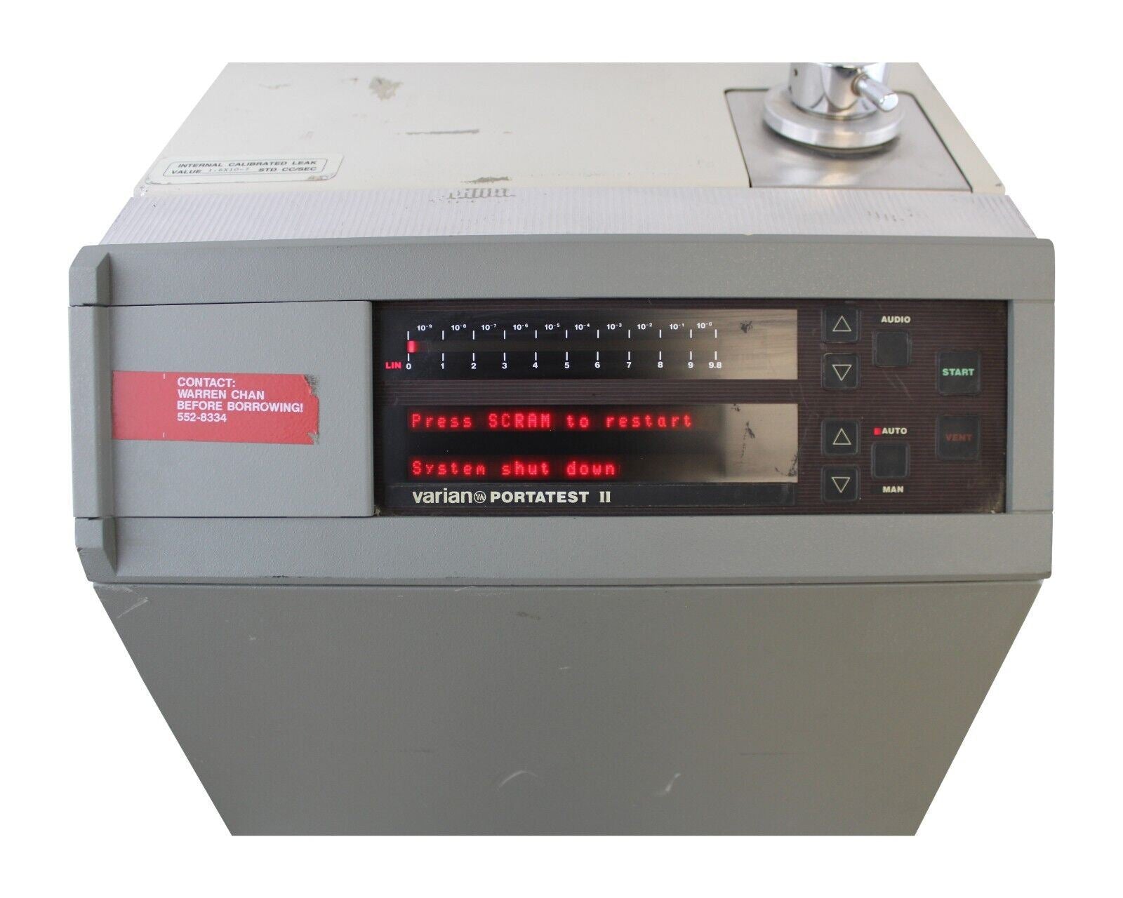 VARIAN PORTATEST II MODEL 956 HELIUM MASS SPECTROMETER LEAK DETECTOR 1 ...